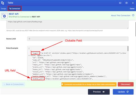 How To Make A Clickable Field With Shortpoint Table Design Element Using Rest Api Connection