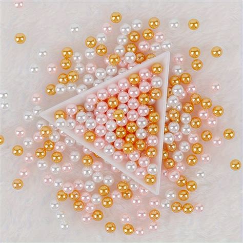 Mixed Colors Holeless Round Plastic Imitation Pearl Diy Drop Temu