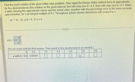 solved find the exact solution of the given initial value