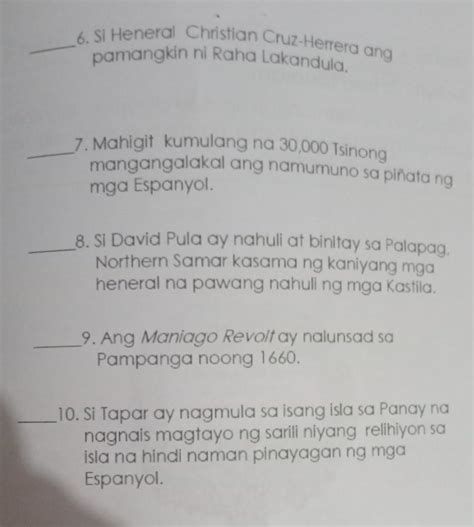Isulat Ang Tama Kung Wasto Ang Isinasaad Ng Pangungusap At Mali Kung