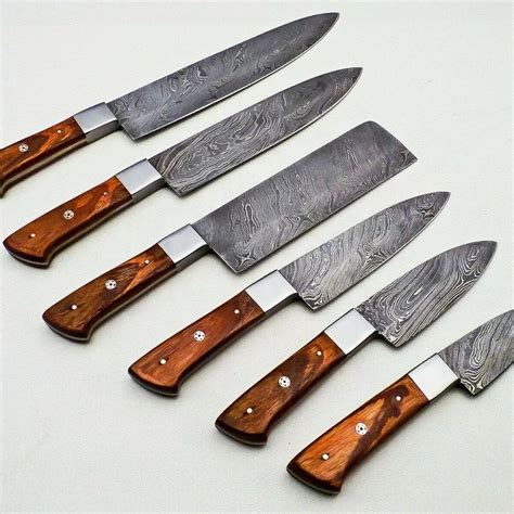 Prime Knives High Quality Kitchen Knife Set Damascus Steel Blade Rose Wood Handle Chefs Knife