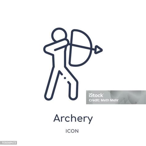 올림픽 게임 개요 컬렉션에서 양궁 아이콘입니다 얇은 라인 양궁 아이콘 흰색 배경에 고립입니다 사냥꾼에 대한 스톡 벡터 아트 및 기타 이미지 Istock