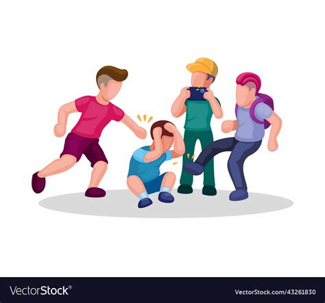 Bullying Fight Violence Cartoon Royalty Free Vector Image