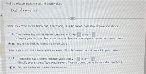 Solved Find The Relative Maximum And Minimum Values
