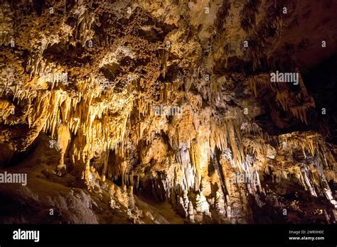 Speleothem Formations Such As Stalactites And Stalagmites In Luray