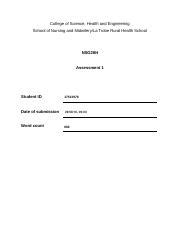 IIH Assesment 1 Docx College Of Science Health And Engineering School