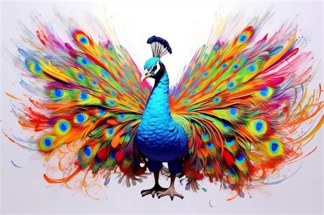 Premium Ai Image Elegant Abstract Peacock Artwork Majestic Beauty And