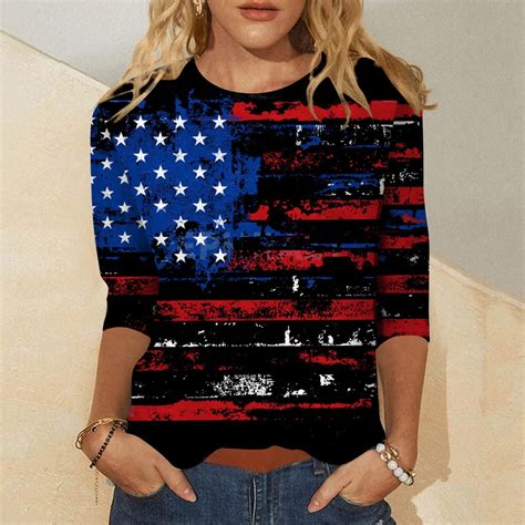 Chmora Patriotic T Shirts For Women American Flag Tops 4th Of July