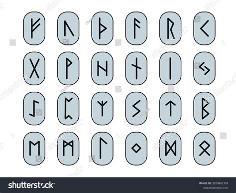 Set Runes Complete Collection Rune Alphabet เวกเตอร์สต็อก ปลอดค่า