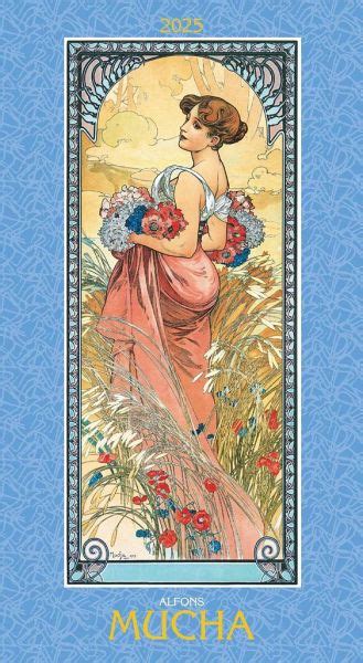 Alfons Mucha 2025 Bild Kalender 33x60 Cm Kunstkalender Mit