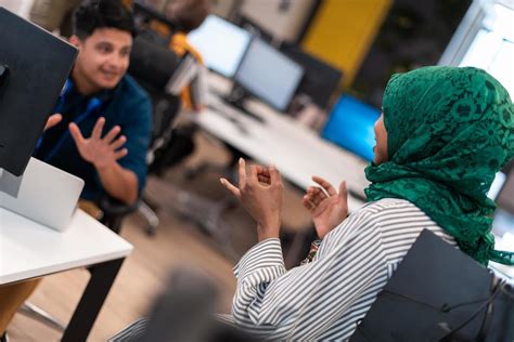 Multiethnic Startup Business Team Arabian Woman Wearing A Hijab On