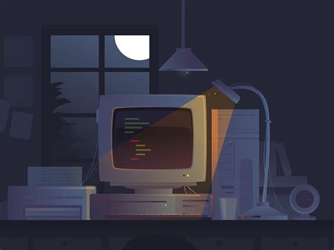 Late Night Coding Illustration