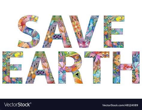 Save Earth Hand Drawn Lettering Text Royalty Free Vector