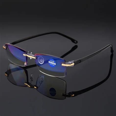 Frameless Square Reading Glasses For Men Womens Anti Blue Light