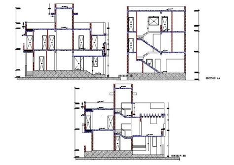 House Section Detail 2d View Cad Structural Block Layout