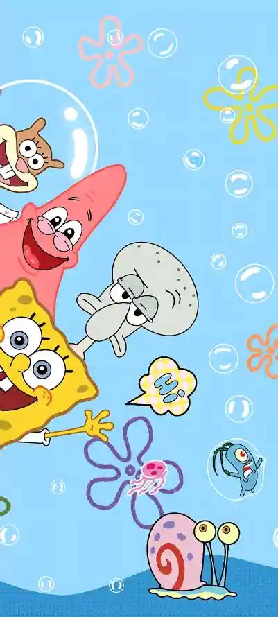卡通手机壁纸｜海绵宝宝朋友合照背景图片「哲风壁纸」