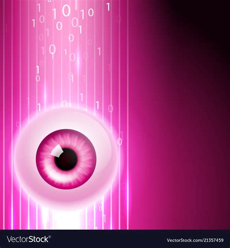 Pink Background With Eye And Binary Code Vector Image