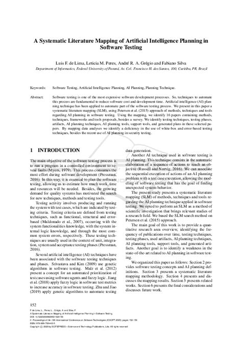Pdf A Systematic Literature Mapping Of Artificial Intelligence Planning In Software Testing