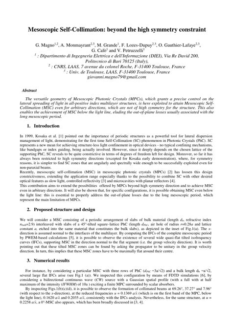 Pdf Mesoscopic Self Collimation Beyond The High Symmetry Constraint