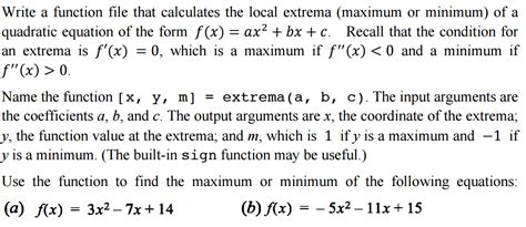 Solved Write A Function File That Calculates The Local