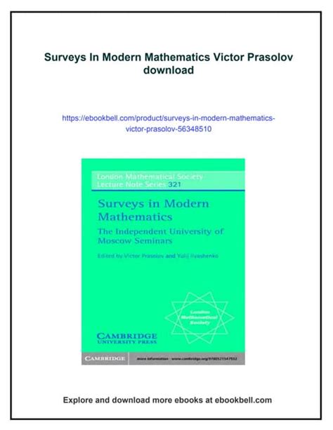 Surveys In Modern Mathematics Victor Prasolov Pdf