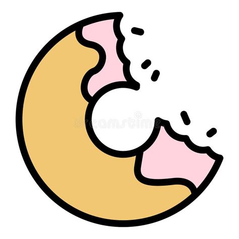 Vector De Contorno De Color De Icono De Biscuit Mordido Ilustración Del