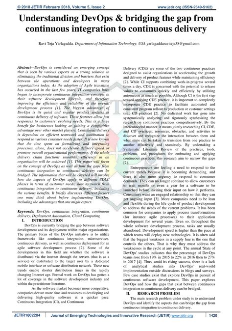 Pdf Understanding Devops And Bridging The Gap From Continuous Integration To Continuous Delivery