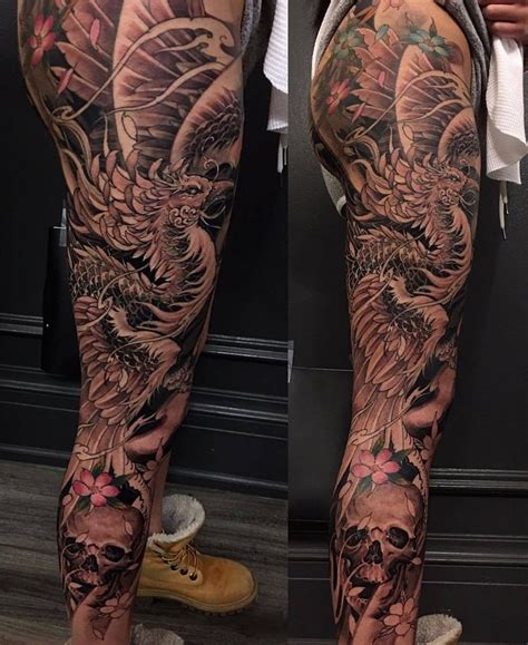 Chronic Ink Asian Tattoo Chinese Japanese phoenix x skull 타투