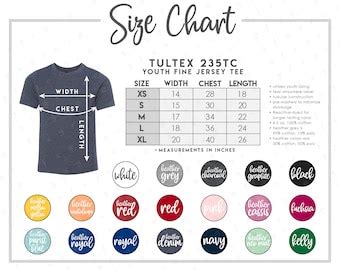 Tultex 235 Size Chart Etsy