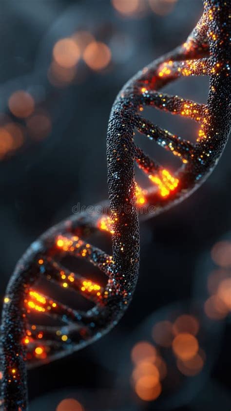 Glowing Dna Strand Abstract Genetic Code Biotechnology Science Futuristic Illuminated Stock