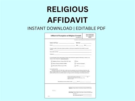 Custom Religious Exemption Affidavit Doctors Note Excuse Pdf Template