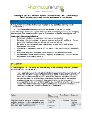 Cpd Record Example Fill Online Printable Fillable Blank PdfFiller