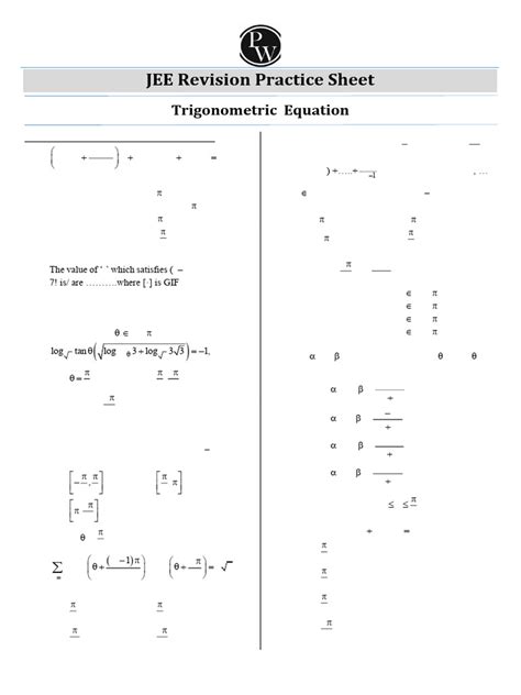 Trigonometric Equation Practice Sheet Advanced Pdf Trigonometric Functions Chess Theory