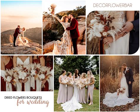 Cascading Bouquet With Dry Flowers Boho Wedding Bouquet Preserved