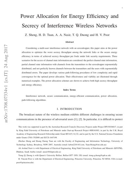 Pdf Power Allocation For Energy Efficiency And Secrecy Of Interference Wireless Networks