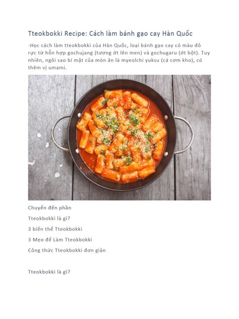 Tteokbokki Recipe Pdf