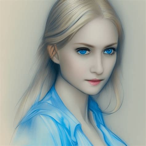 Beautiful Blonde Woman With Ice Blue Eyes And A Slight Smile · Creative