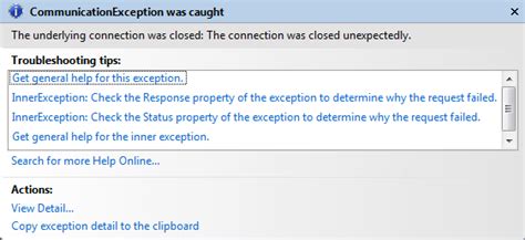 the underlying connection was closed the connection was closed