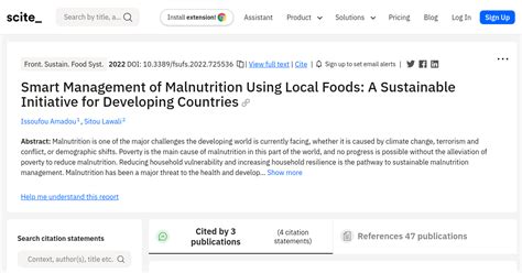 Citation Report Smart Management Of Malnutrition Using Local Foods A