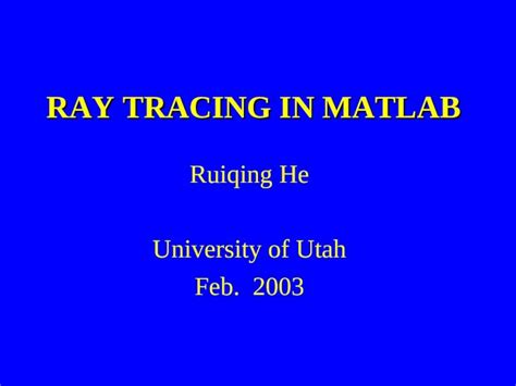 Ppt Ray Tracing In Matlab Dokumentips