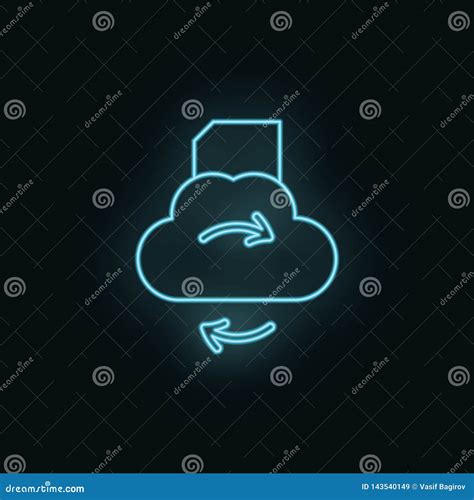 cloud folder sync neon icon web development vector icon stock