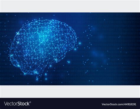 Wireframe Of A Human Brain Neural Network Vector Image