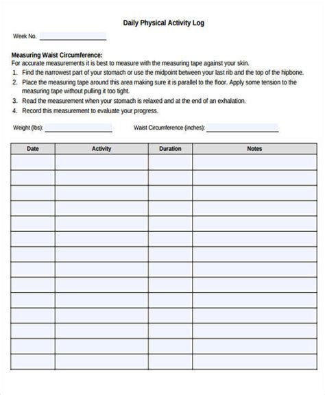 Physical Activity Log