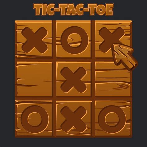 Tic Tac Toe Wooden Style Ui Game Cartoon Strategy Game Noughts And