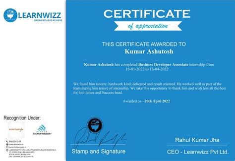 kumar ashutosh on linkedin internshipcompletion learnwizz newskills