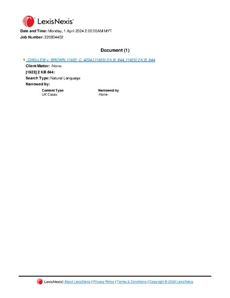 Chellew V Brown About Lexisnexis Privacy Policy Terms