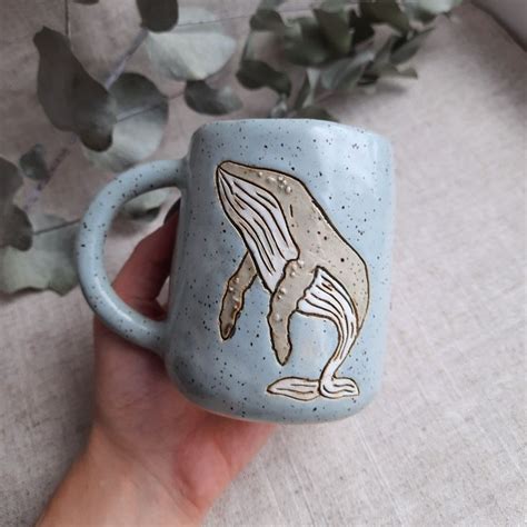 Ceramic Whale Mug Blue Whale Mug Handmade Ceramic Orca Mug Inspire