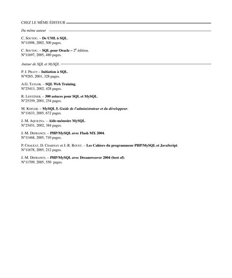 Solution Apprendre Sql Avec Mysql Christian Soutou Eyrolles 2006 3