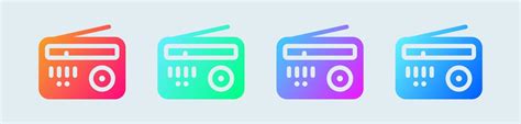 Radio Solid Icon In Gradient Colors Retro Broadcast Signs Vector Illustration 10683325 Vector