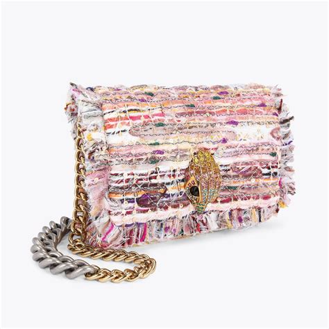 Mini Kensington Long Flap Pink Tweed Cross Body Bag By Kurt Geiger London